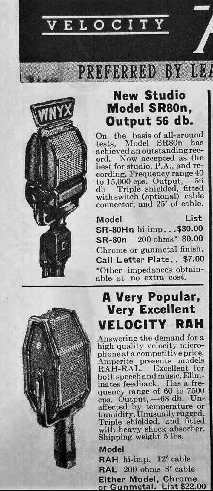 1940s Amperite Velocity RAH Ribbon Microphone Made For McMurdo London ...