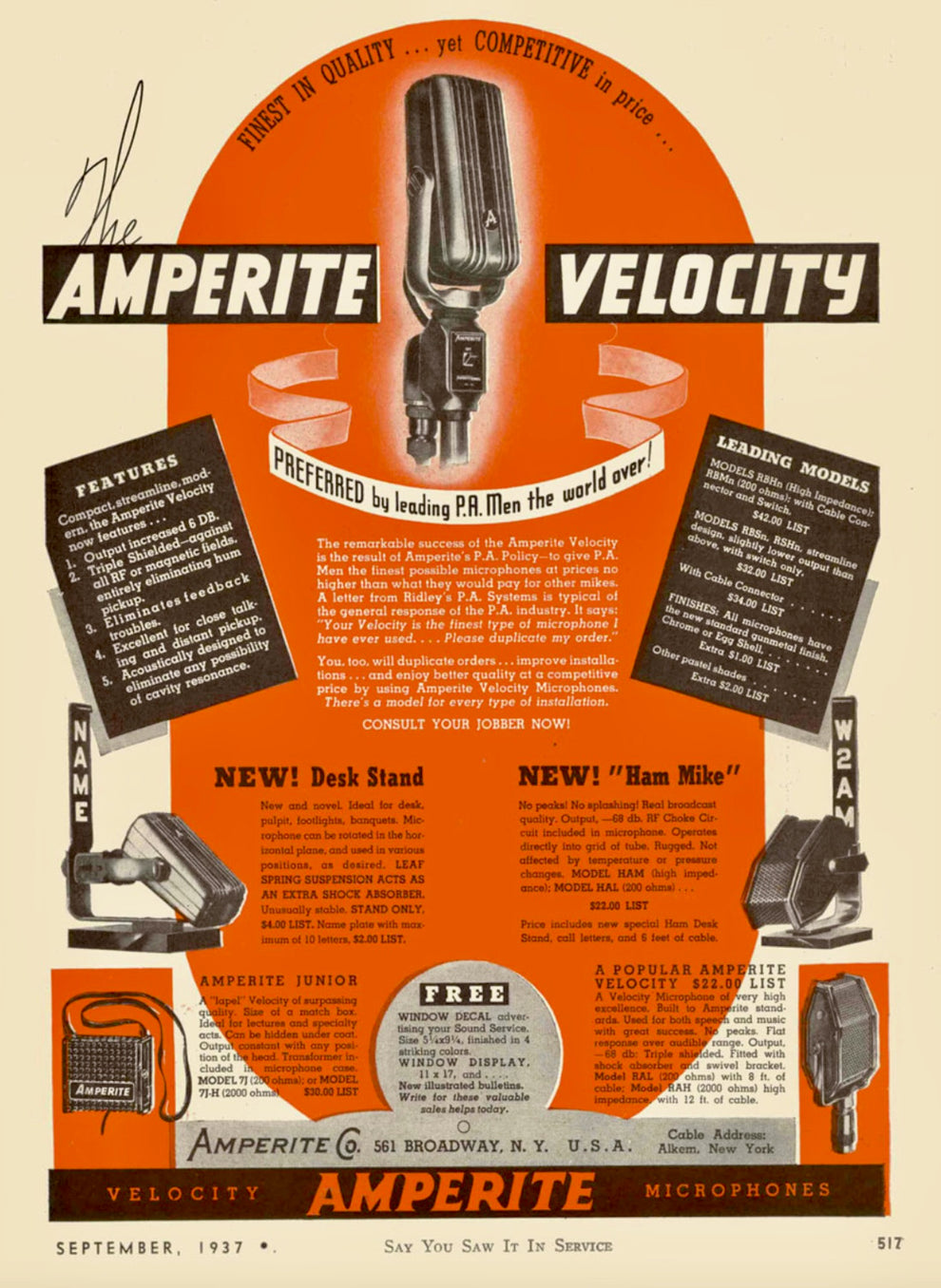 1940s Amperite Velocity RAH Ribbon Microphone Made For McMurdo London ...