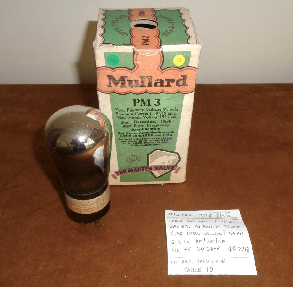 1920s Mullard PM3 Radio Triode Valve In Its Original Box – Mullard ...