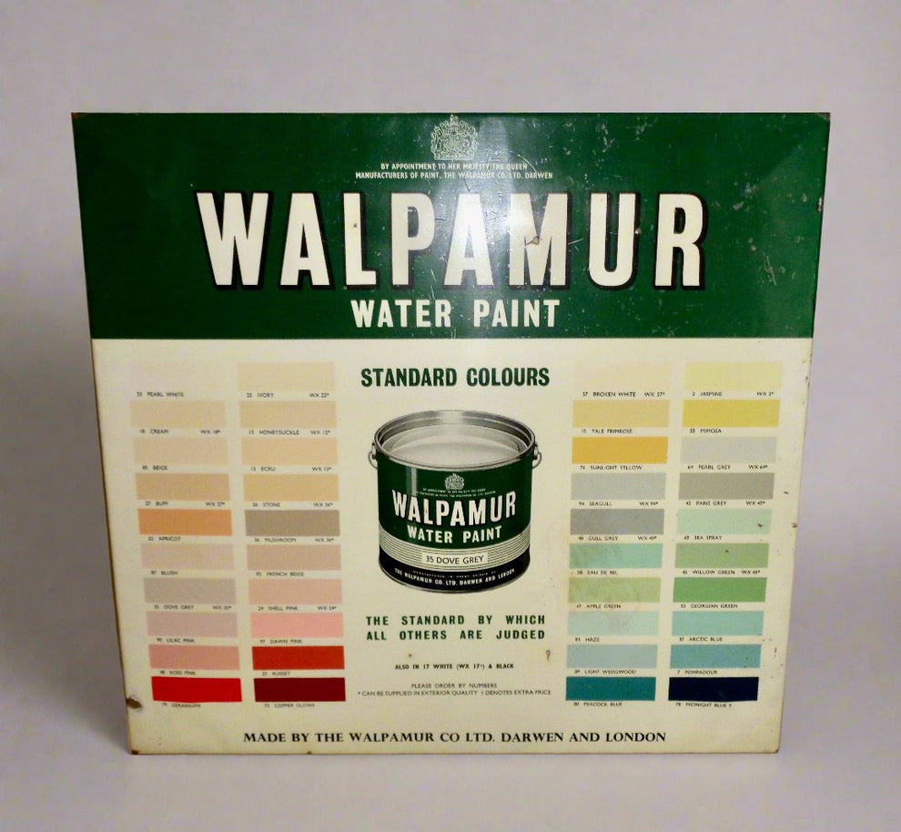 1950s Walpamur Water Paint Advertising Sign / Paint Colour Chart ...