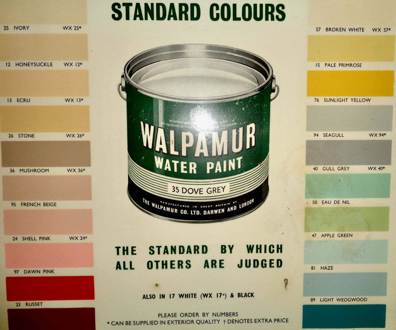 1950s Walpamur Water Paint Advertising Sign / Paint Colour Chart ...