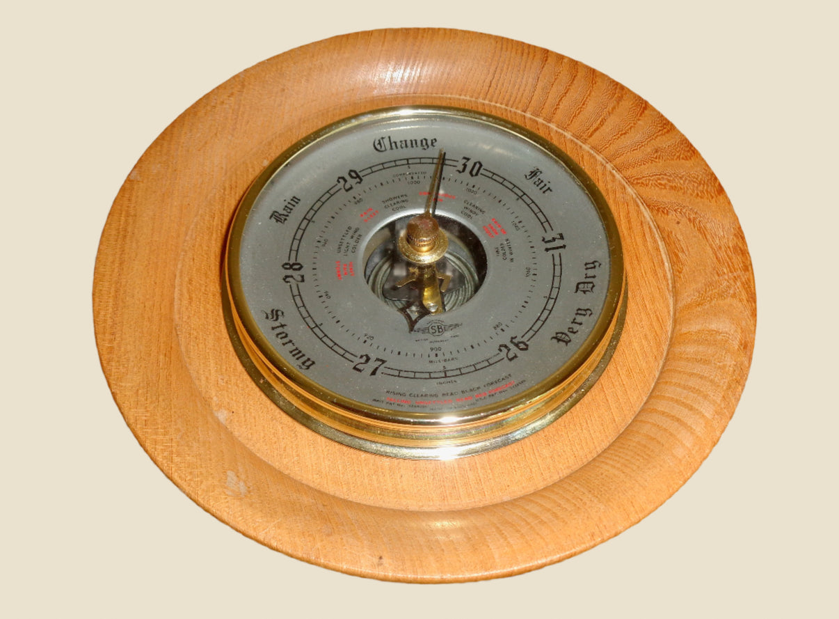 Vintage Shortland SB Aneroid Barometer In A Circular Wood Surround ...