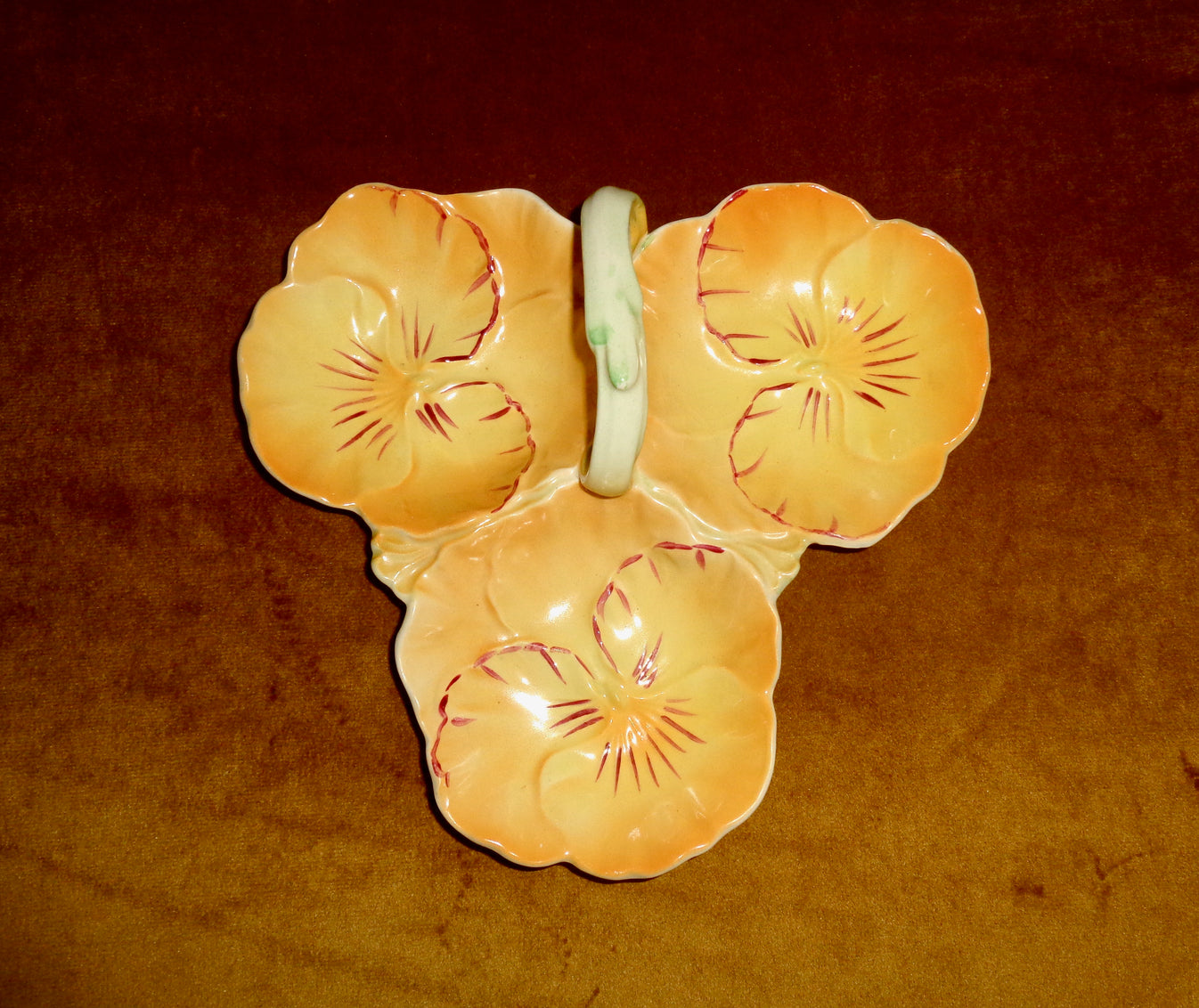 Art Deco Beswick 593 Pansy Triple Dish With Loop Handle – Mullard ...