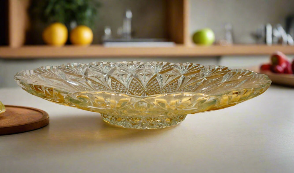 Vintage 13 Inch Circular Glass Fruit Dish Table Decoration By Luxhem D ...