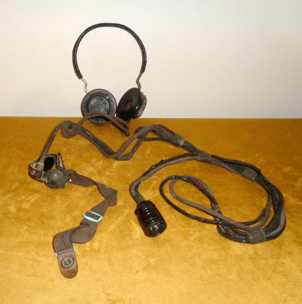 1942 German Army Headphones Dfha With Throat Microphone And Plug ...