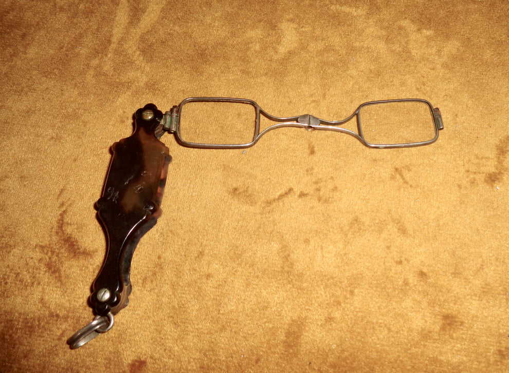Pair of Antique Metal Folding Lorgnettes With Rectangular Lenses ...