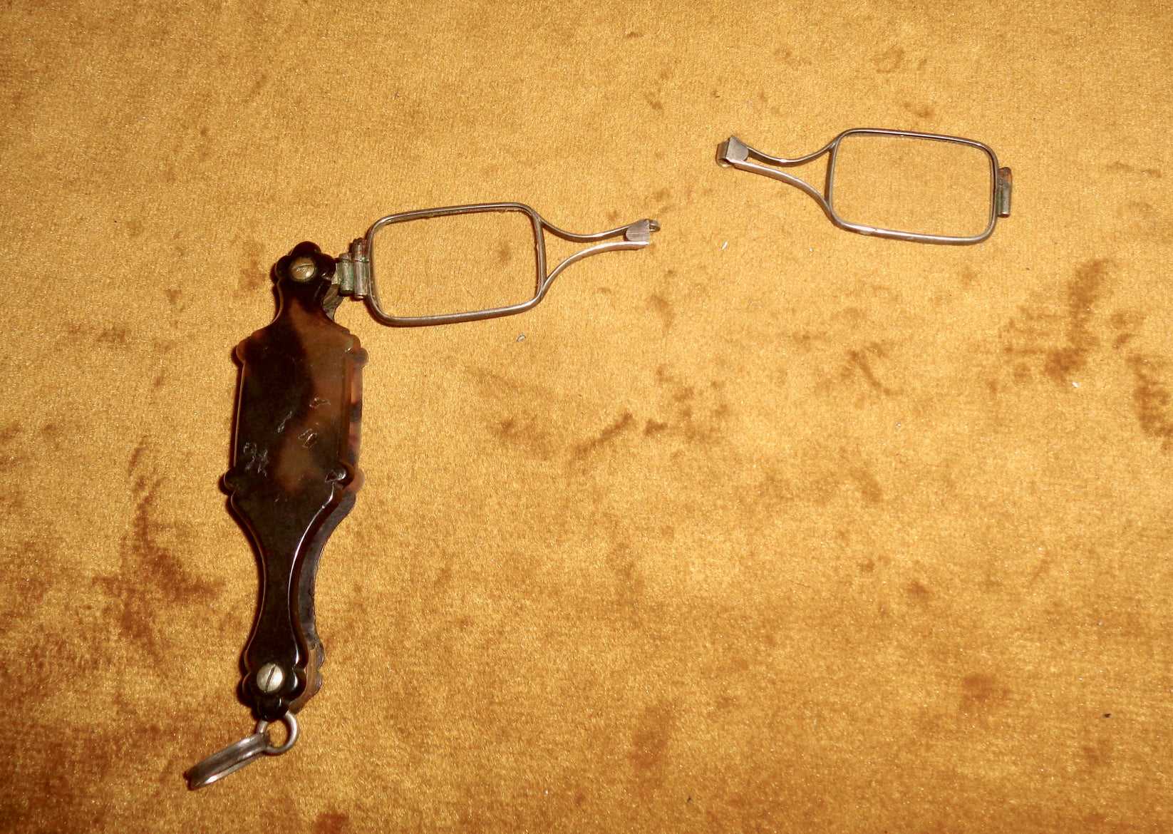 Pair of Antique Metal Folding Lorgnettes With Rectangular Lenses ...