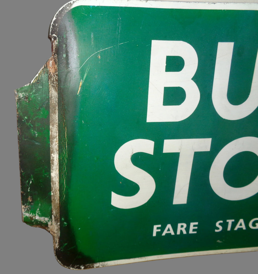 Vintage Ipswich Green Double Sided Bus Stop Sign In Aluminium – Mullard ...