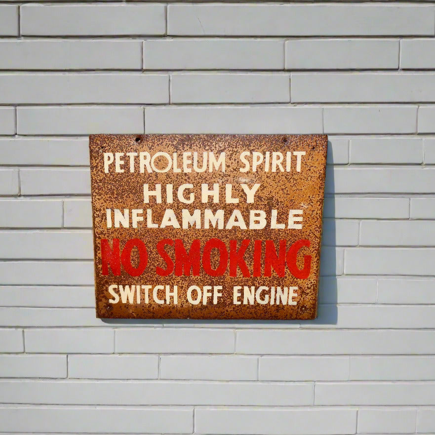 Original Vintage Metal Garage / Petrol Station Warning Sign For Petrol ...