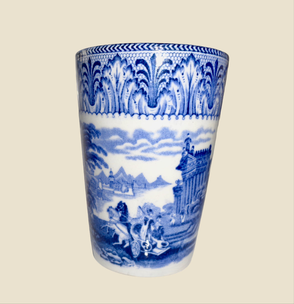 Vintage Cauldon Ware Triumphal Chariot Pottery Beaker With Blue And Wh ...