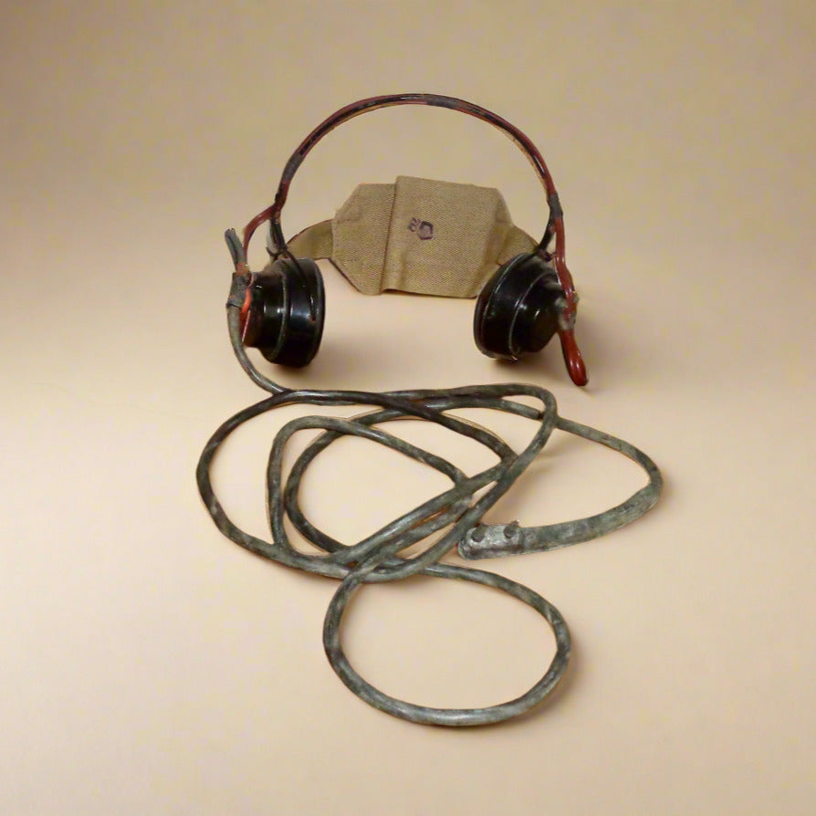 WW2 DLR No.5 Headphones SG Brown ITBA5 With 2-Pin Plug & Canvas Strap ...