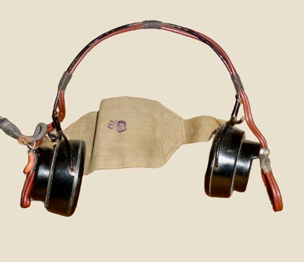 WW2 DLR No.5 Headphones SG Brown ITBA5 With 2-Pin Plug & Canvas Strap ...