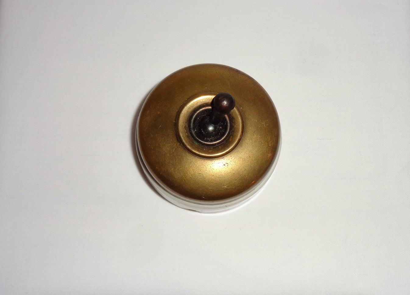 Vintage Crabtree Brass / White Ceramic British Toggle Light Switch ...