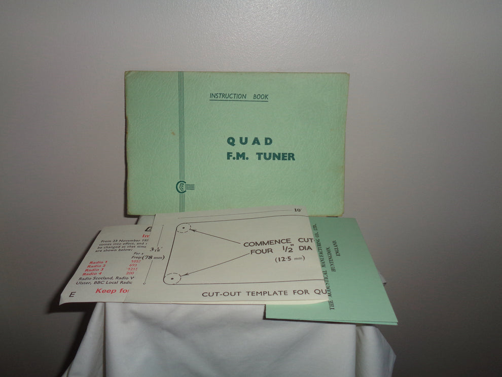 Original Quad FM1 Tuner Instruction Book With Green Cover – Mullard ...