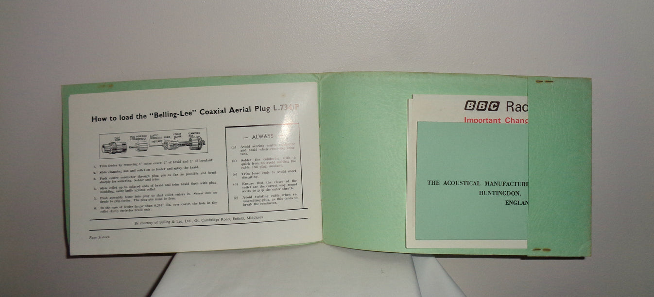 Original Quad FM1 Tuner Instruction Book With Green Cover – Mullard ...