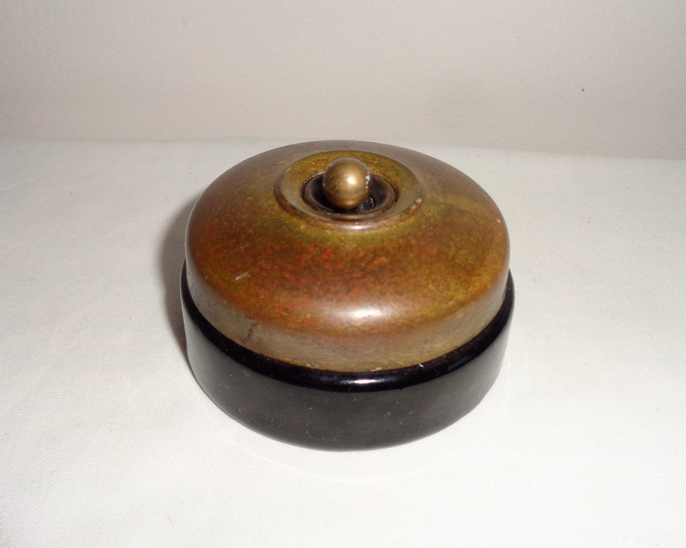 Vintage Crabtree Brass / Brown Ceramic British Toggle Light Switch ...