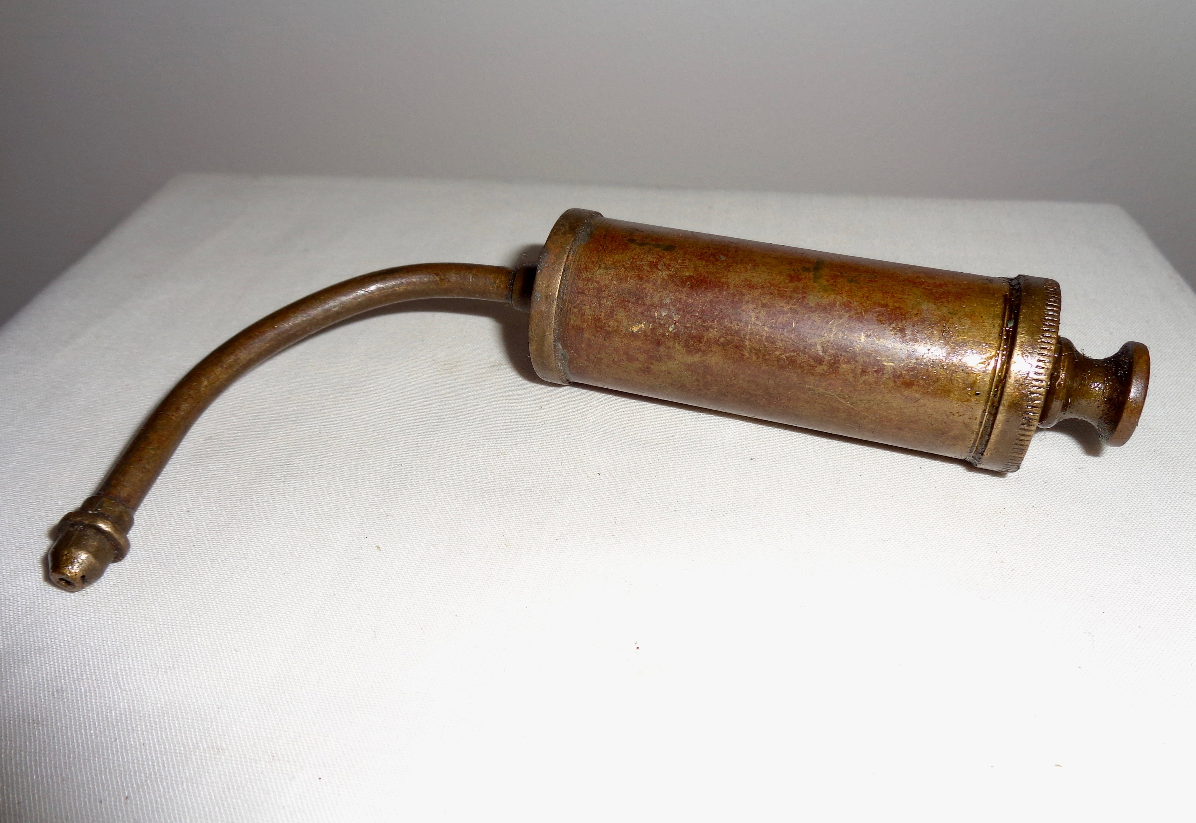 Miniature Vintage Brass Pump Grease Gun With Curved Applicator ...