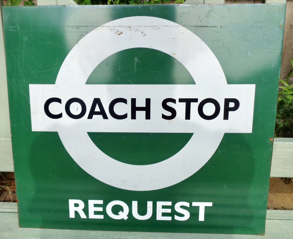 Vintage Hans Schleger Style London Green Line Bus Stop Request Sign ...
