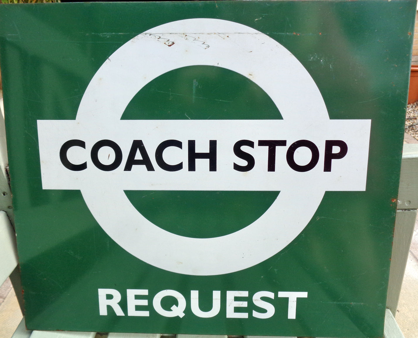 Vintage Hans Schleger Style London Green Line Bus Stop Request Sign ...