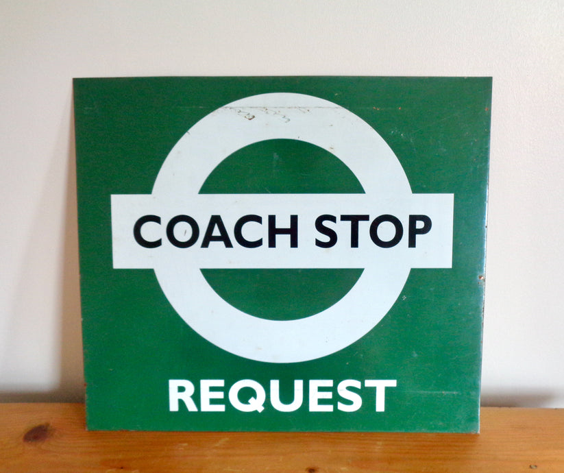 Vintage Hans Schleger Style London Green Line Bus Stop Request Sign ...