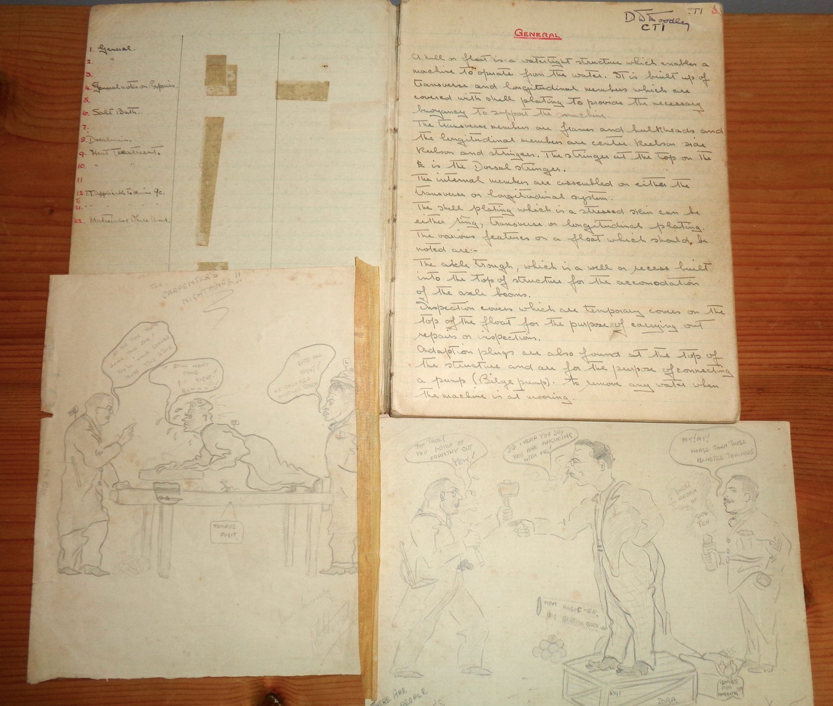 WW2 RAF Seaplane Hull And Float Engineer's Note Book With Two Cartoon ...