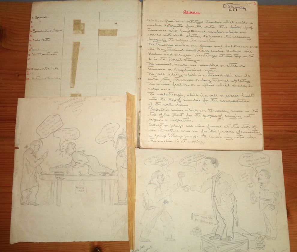 WW2 RAF Seaplane Hull And Float Engineer's Note Book With Two Cartoon ...