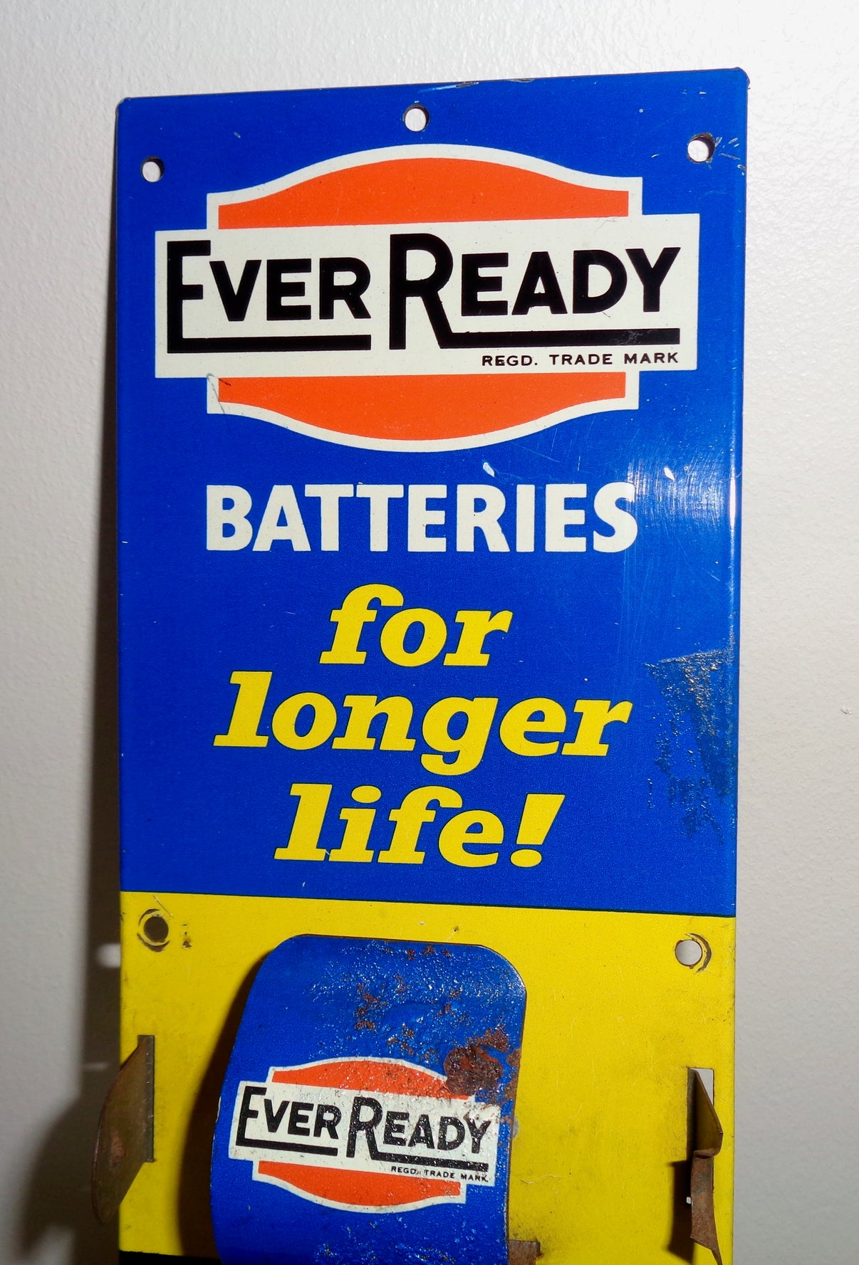 Vintage Lithographed Tin Sign Ever Ready Batteries For Longer Life ...