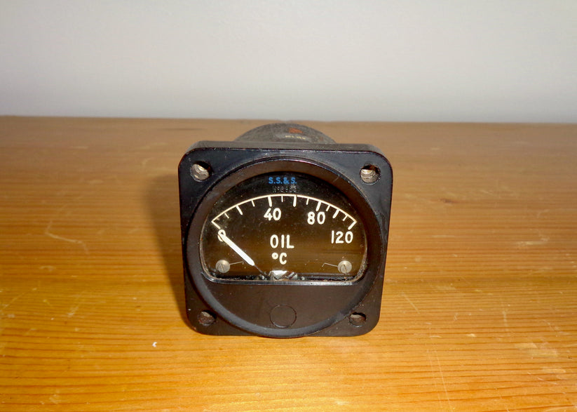 1940s Smiths Aircraft Oil Temperature 24 Volt Cockpit Gauge Number 895 ...