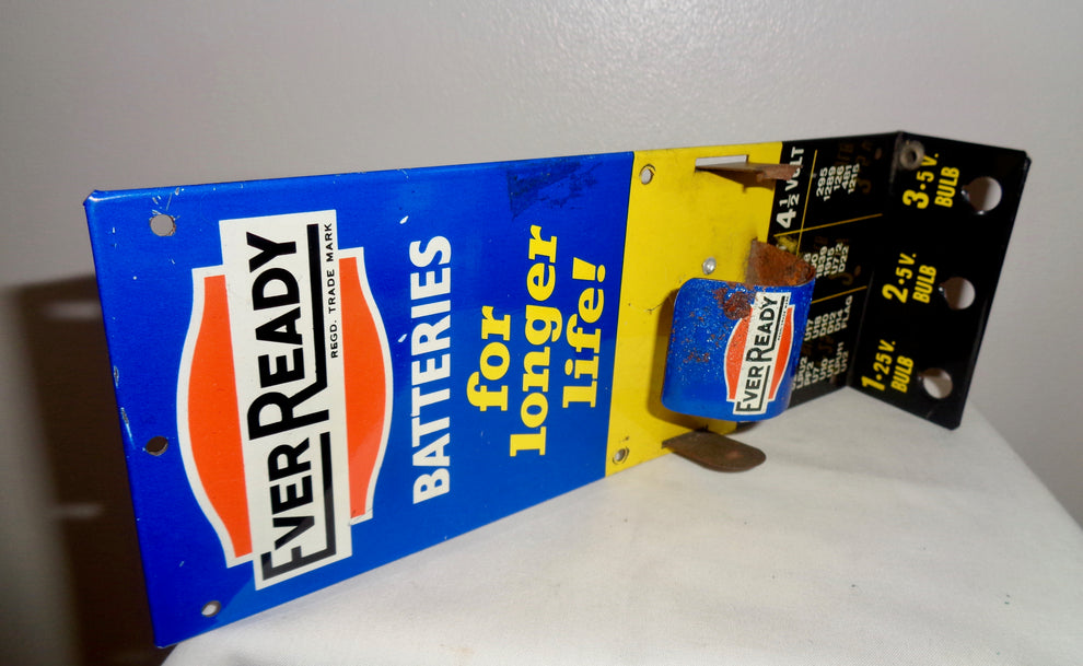 Vintage Lithographed Tin Sign Ever Ready Batteries For Longer Life ...