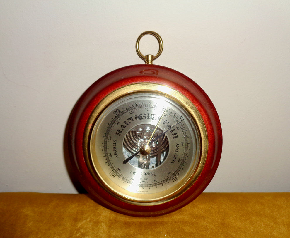 Vintage William Widdop 4 Inch Barometer With Brass and Wood Surround ...