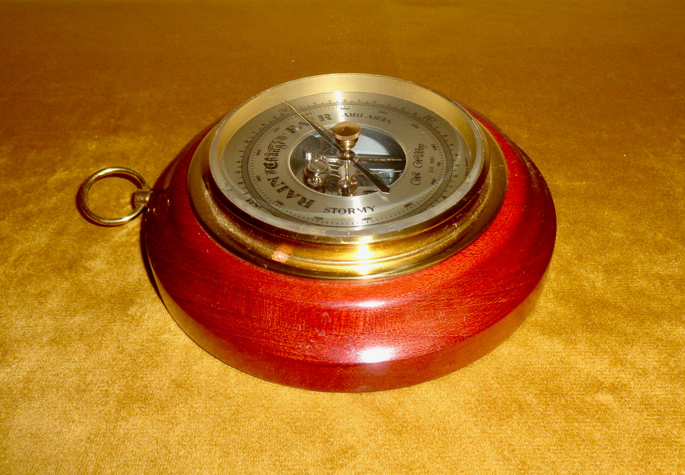 Vintage William Widdop 4 Inch Barometer With Brass and Wood Surround ...