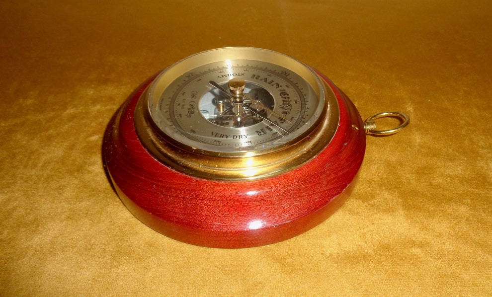 Vintage William Widdop 4 Inch Barometer With Brass and Wood Surround ...
