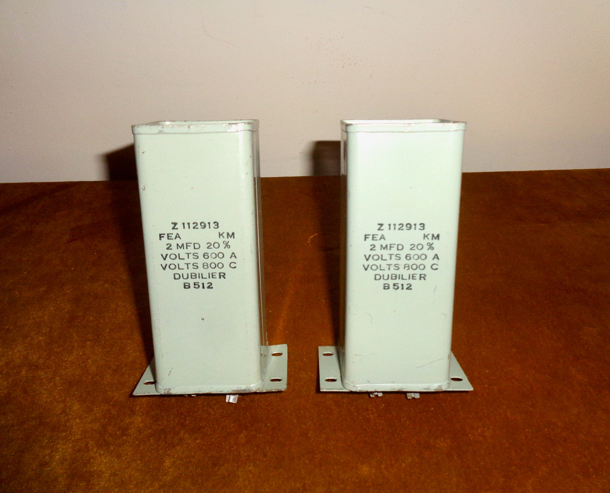 Pair Of Dubilier Paper In Oil Block Capacitors 2uF @ 800V. Brand New o ...