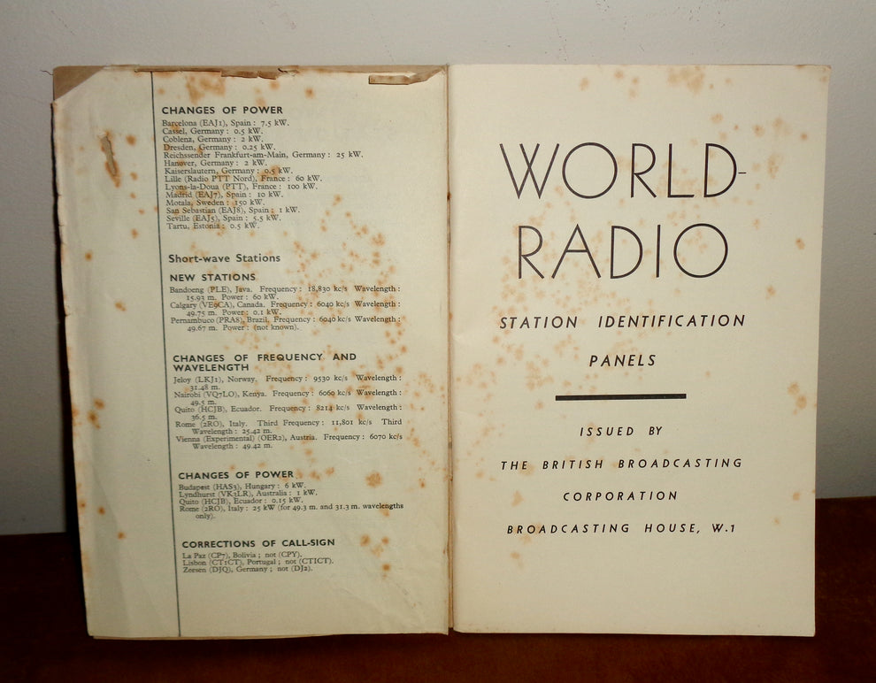 June 1935 World Radio Station Identification Panels Issued By The BBC ...