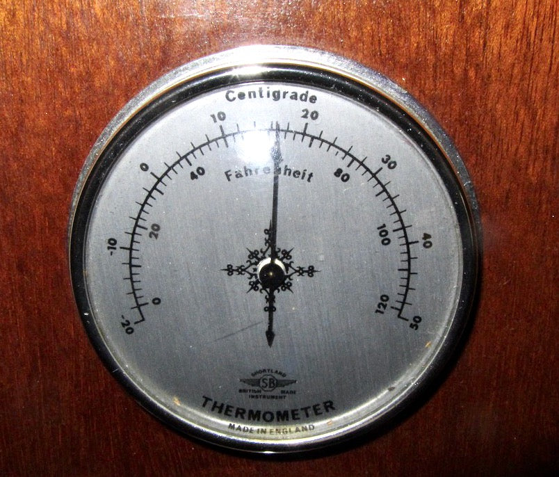 1950s Shortland SB Aneroid Barometer and Thermometer In A Wood Surroun ...
