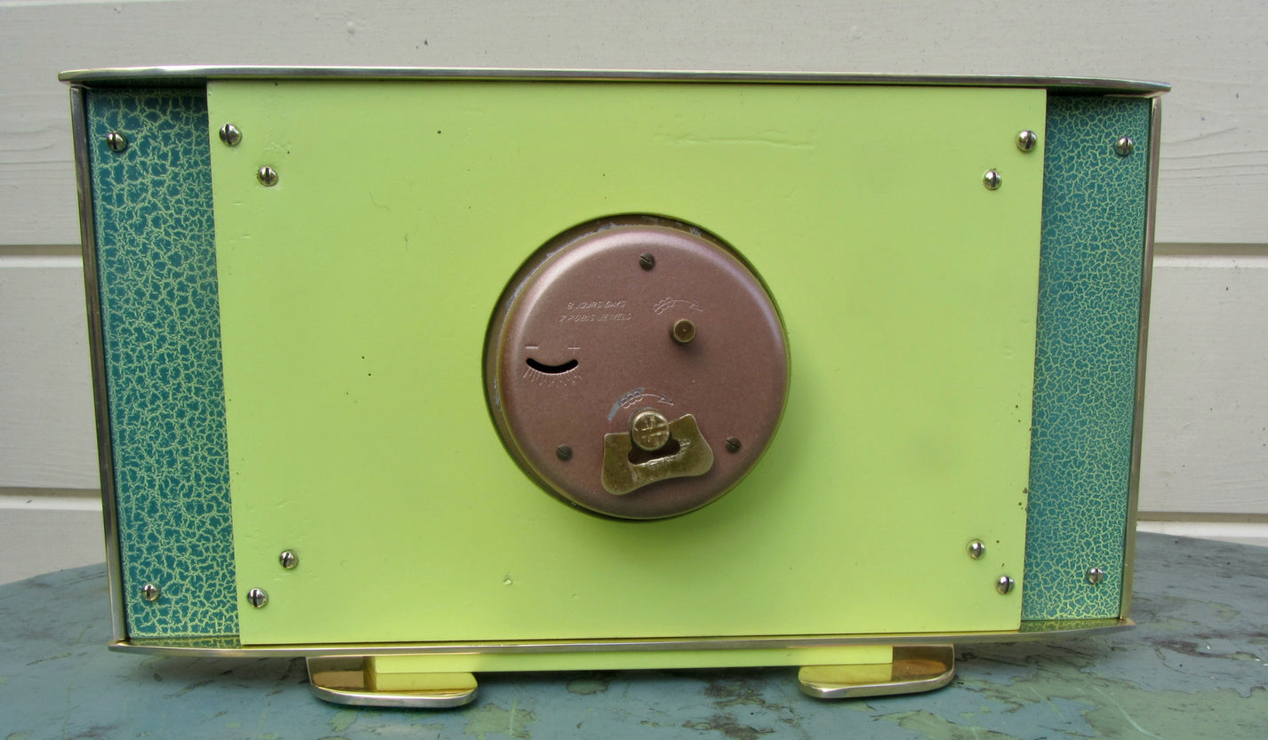 Vintage METAMEC Atomic Eye Shelf/Mantle Clock In Brass With Green Crac ...