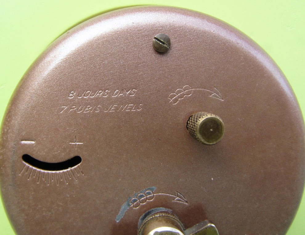 Vintage METAMEC Atomic Eye Shelf/Mantle Clock In Brass With Green Crac ...