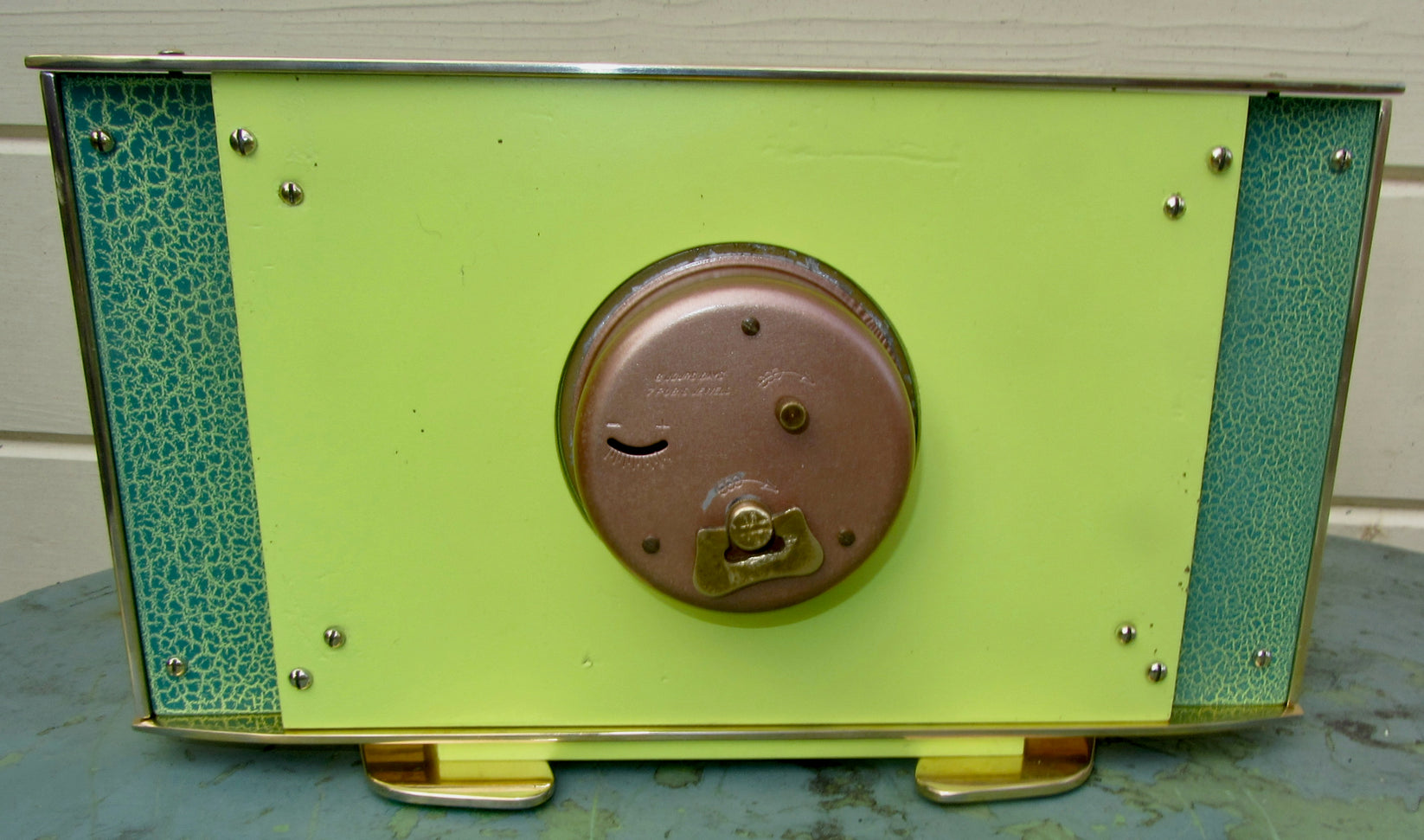 Vintage METAMEC Atomic Eye Shelf/Mantle Clock In Brass With Green Crac ...
