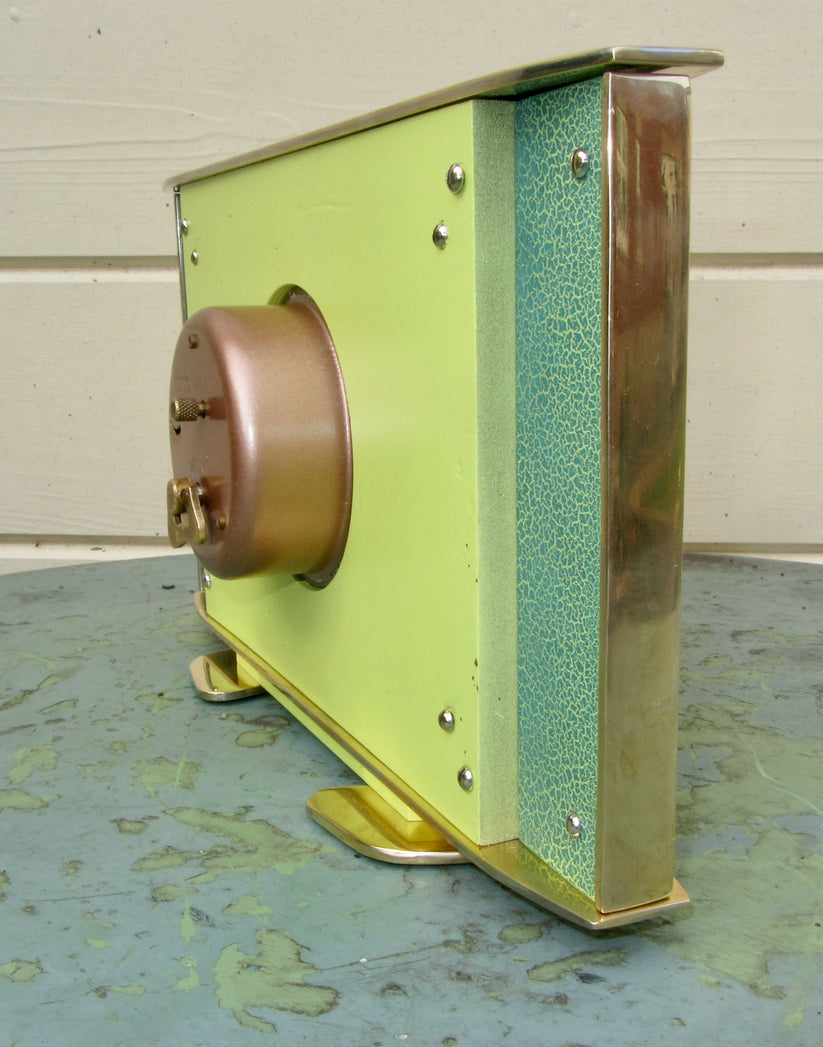 Vintage METAMEC Atomic Eye Shelf/Mantle Clock In Brass With Green Crac ...