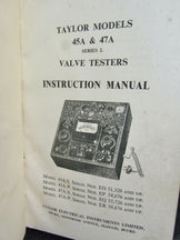1950s Taylor Model 45A Series 2 Valve Tester With Instruction Manual ...