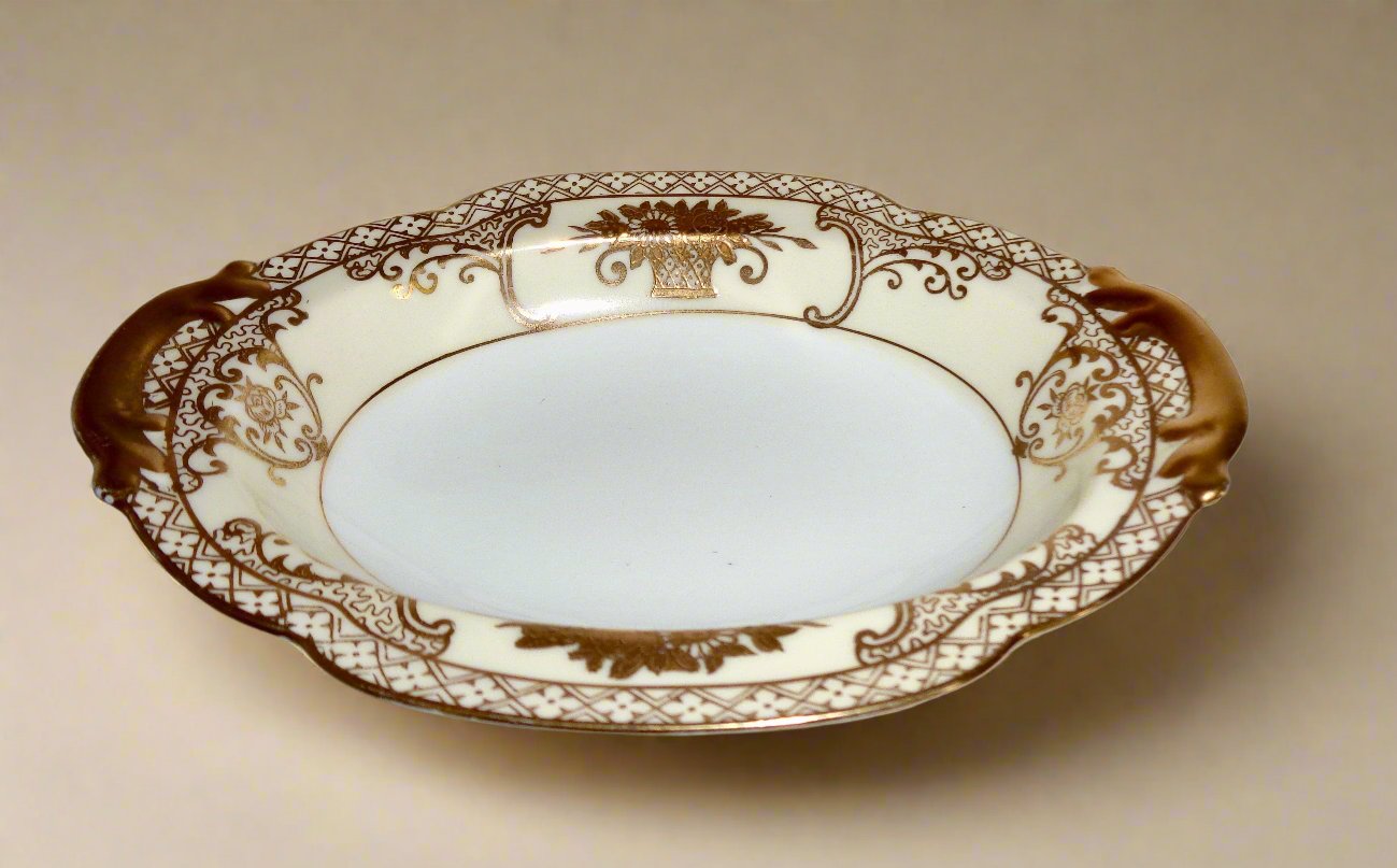 Vintage Noritake Pottery Gold Flower Basket Pattern 44318 Sweet Dish ...