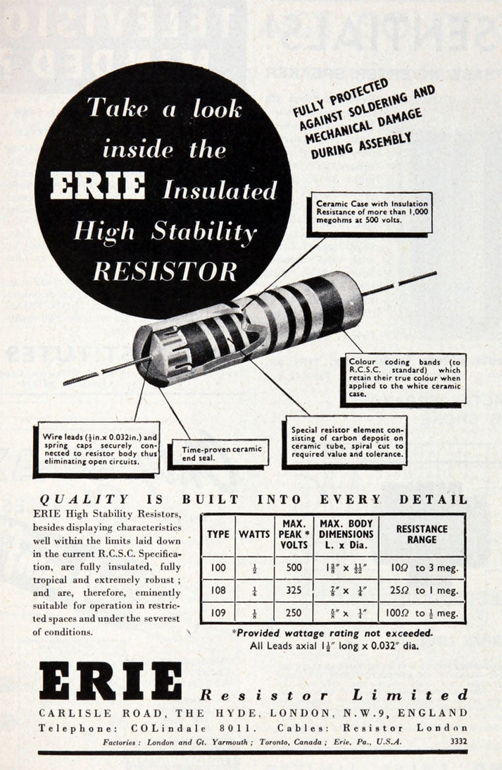 Vintage ERIE IR-48 Insulated Resistor Kit 15 Ohms to 10 Megaohms ...